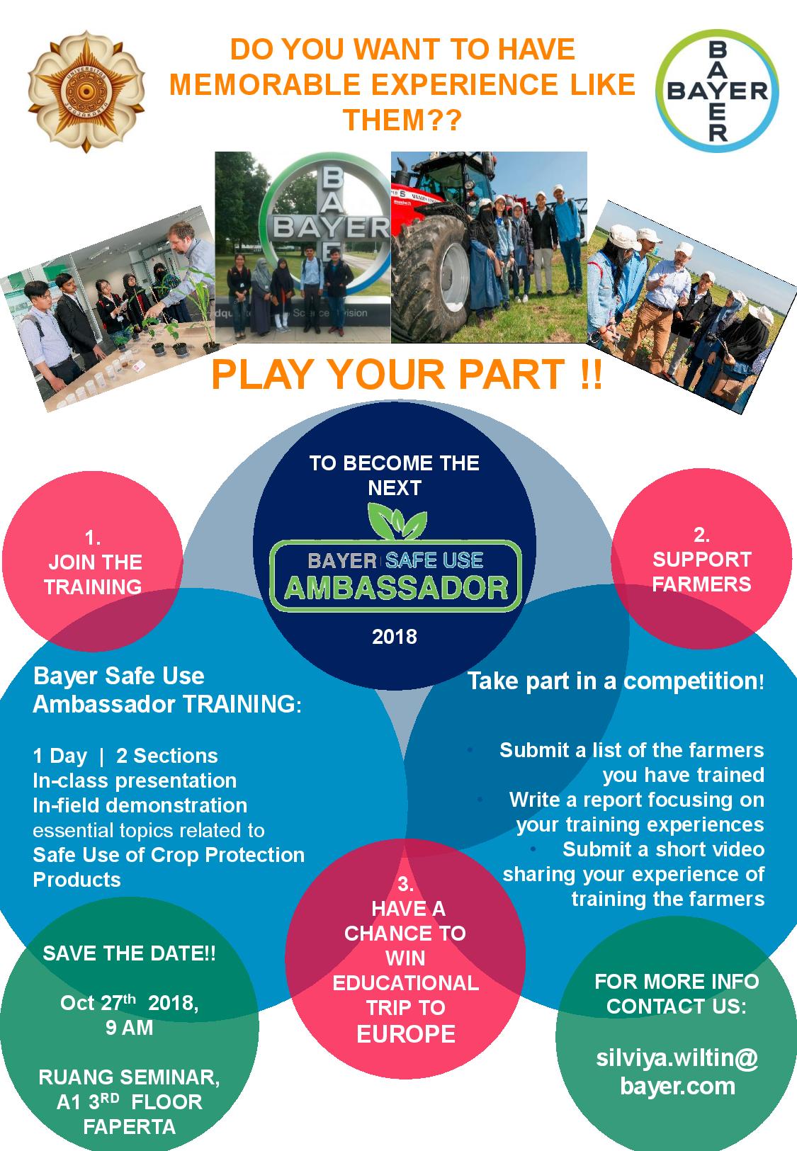 BAYER SAFE USE AMBASSADOR TRAINING 2018 – Fakultas Pertanian
