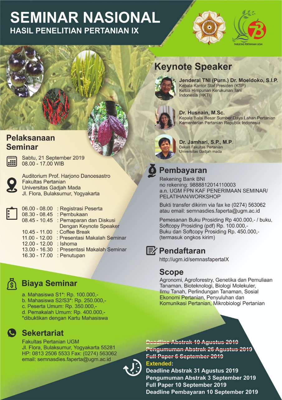 PENERIMAAN ABSTRAK SEMINAR NASIONAL HASIL PENELITIAN PERTANIAN IX ...