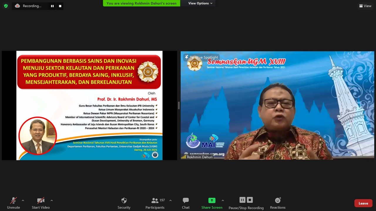 SEMINAR NASIONAL TAHUNAN XVIII HASIL PENELITIAN PERIKANAN DAN KELAUTAN, DEPARTEMEN PERIKANAN ...