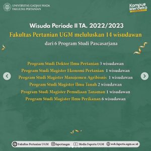 FAKULTAS PERTANIAN UGM MELULUSKAN 14 WISUDAWAN DARI 6 PROGRAM STUDI PASCASARJANA – Fakultas ...
