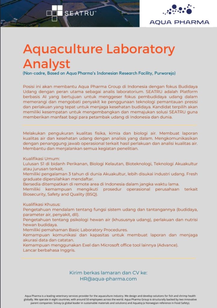 Lowongan kerja – Aqua Pharma – Aquaculture Laboratory Analyst ...