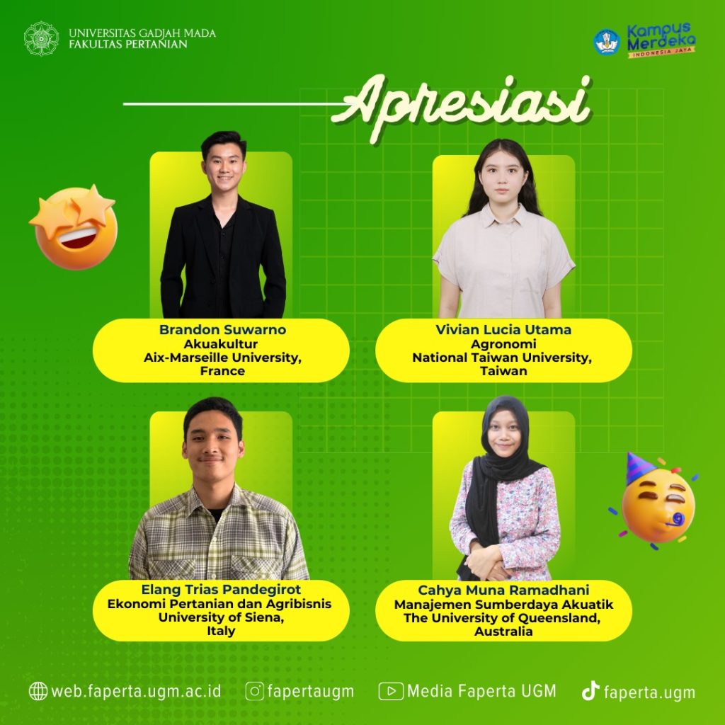 Mencari Ilmu hingga ke Penjuru Dunia, Empat Mahasiswa Fakultas Pertanian UGM Ikuti IISMA 2024 ...