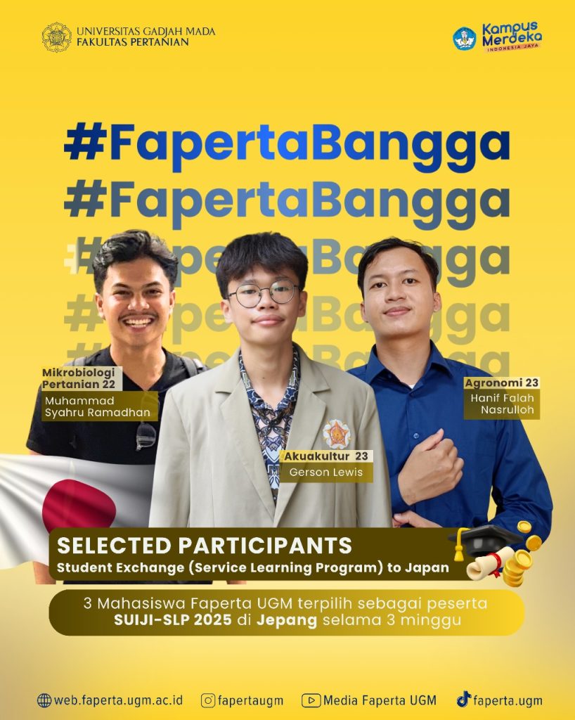 Tiga Mahasiswa Fakultas Pertanian UGM Terpilih Sebagai Peserta SUIJI-SLP 2025 dalam Student ...